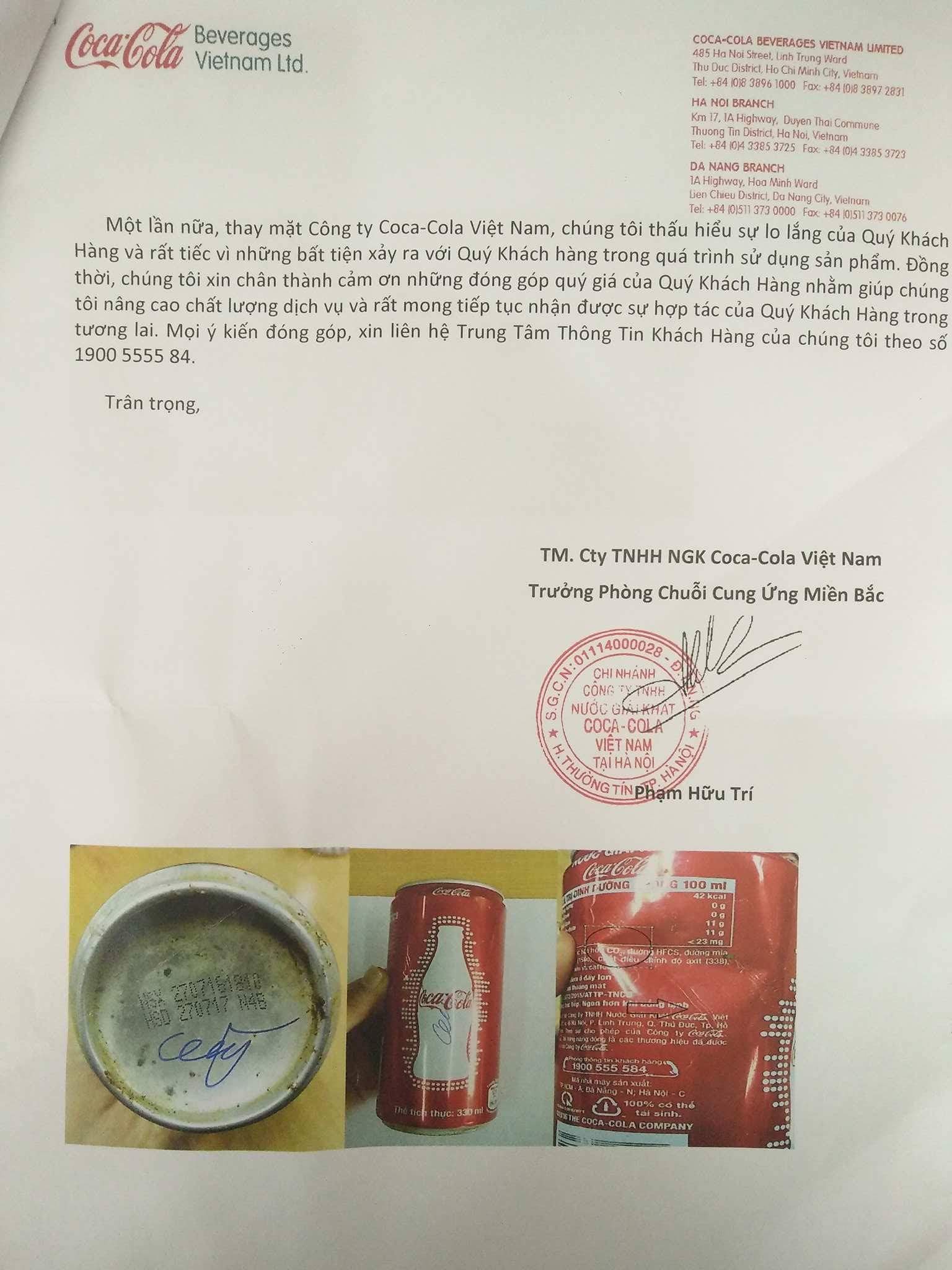 Coca - Cola lý giải thế nào về lon nước giải khát có hiện tượng bất thường?