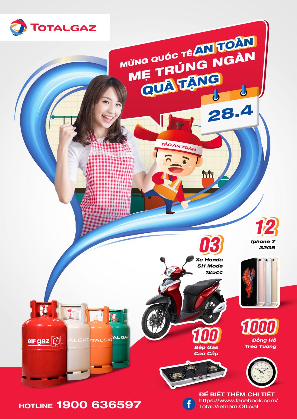 Totalgaz tặng xe sh mode cho người dùng gas may mắn