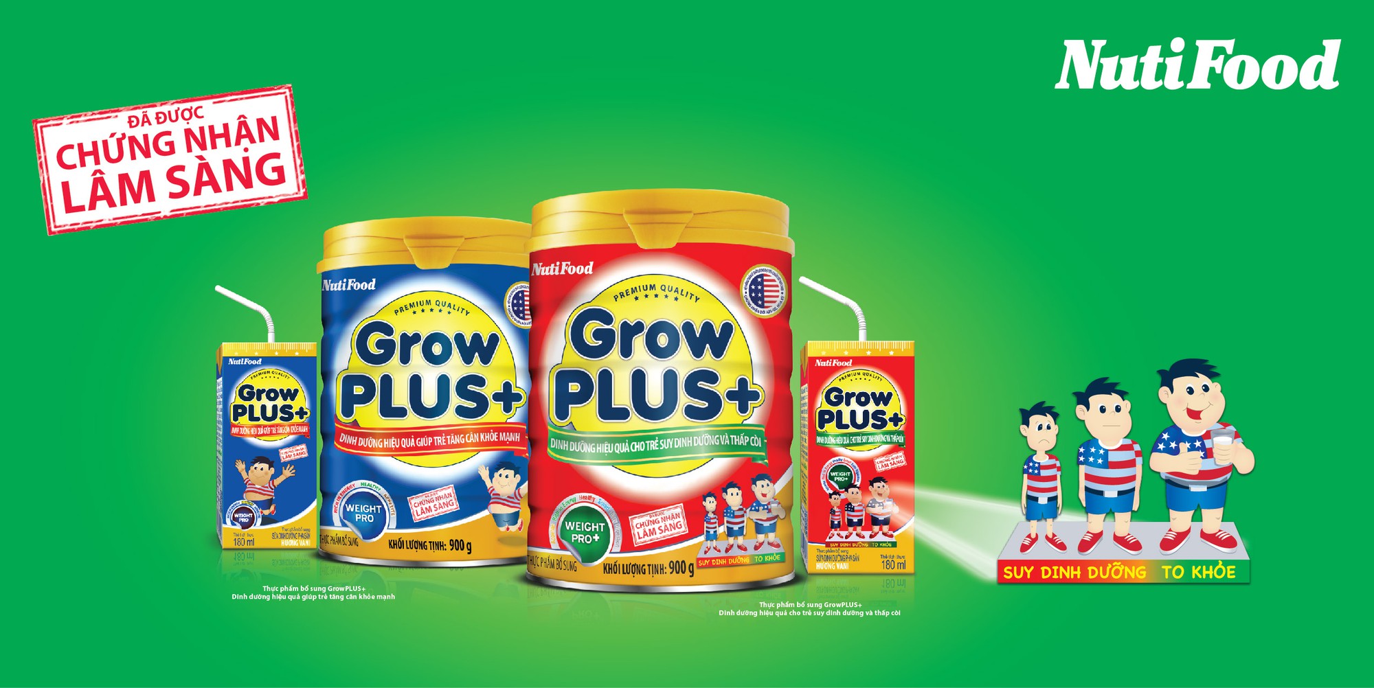 Grow Plus+ của NutiFood 2 lần được chứng nhận đứng đầu ngành sữa đặc trị