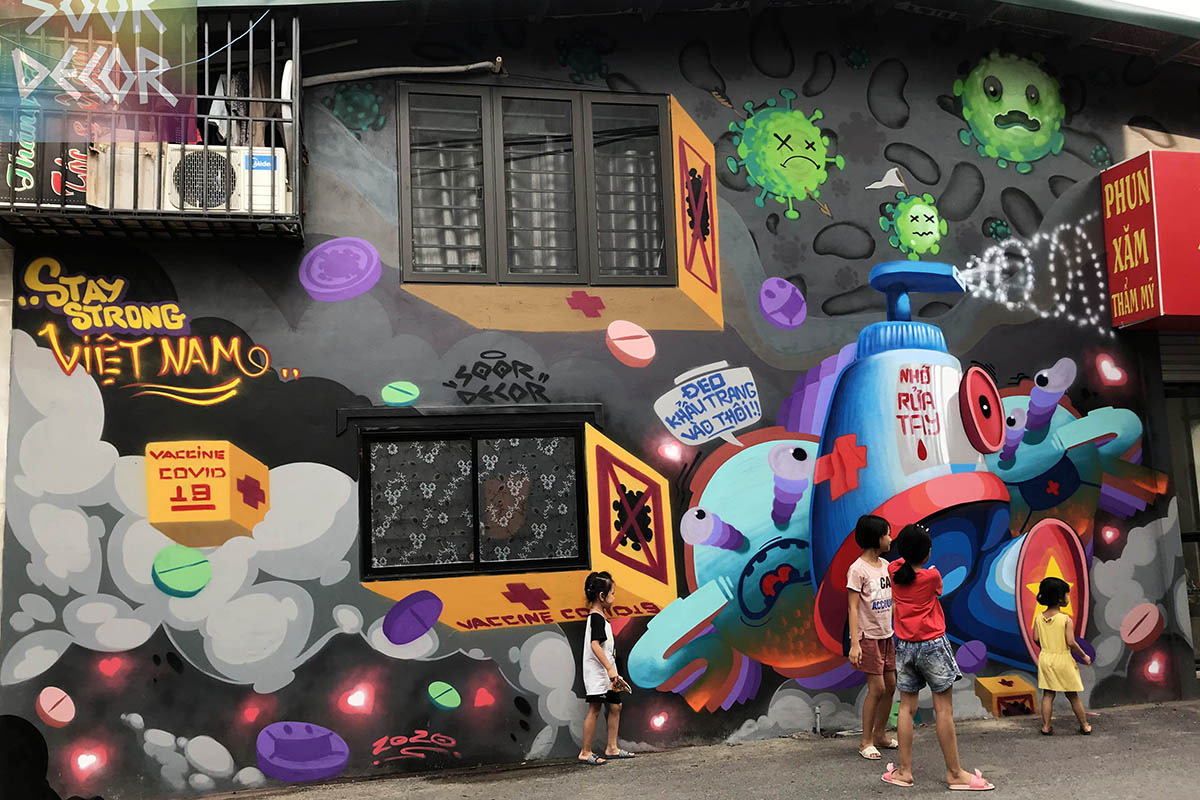 Chùm tác phẩm nghệ thuật Graffiti độc đáo với chủ đề "Chung tay đánh ...
