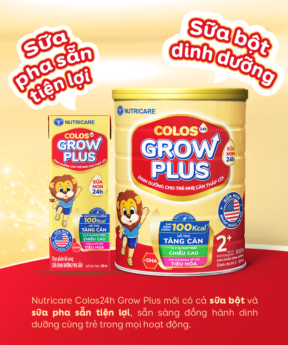 Nutricare Colos24h Grow Plus mới - hỗ trợ trẻ tăng cân, cao khỏe với ...