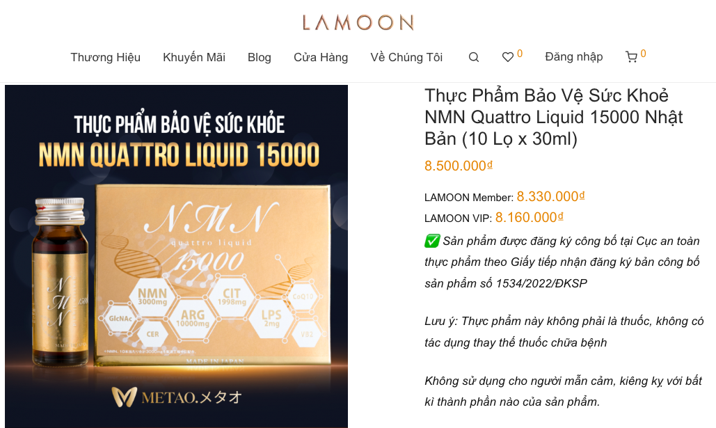 Thực phẩm bảo vệ sức khỏe NMN Quattro liquid và Ginseng Slim vi phạm ...