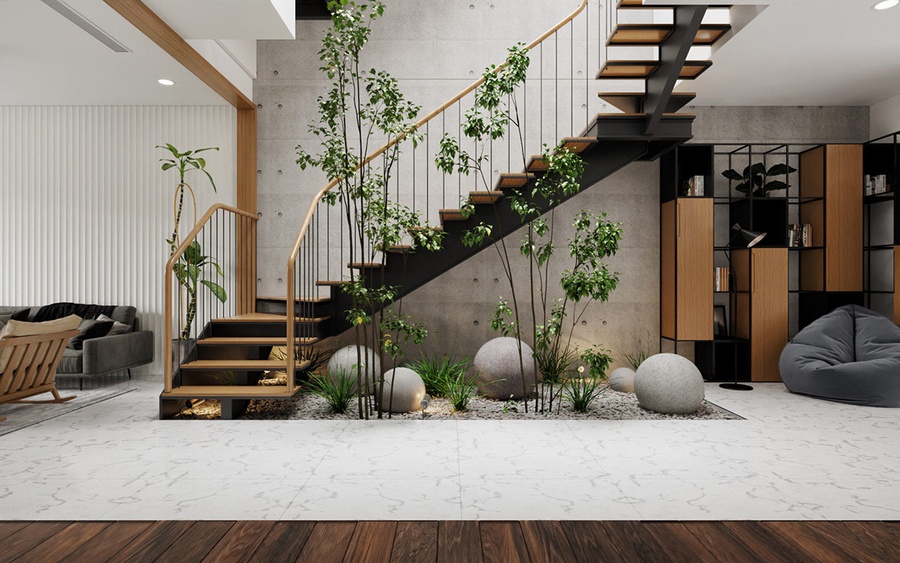 Vì sao nên để cây cảnh ở cầu thang? Top cây cảnh để cầu thang giúp căn ...